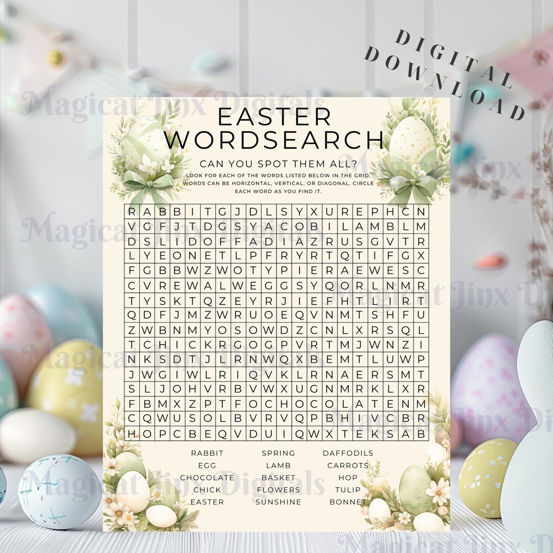 Easter Word Search for Kids, Printable Easter Activity, Fun Holiday ...