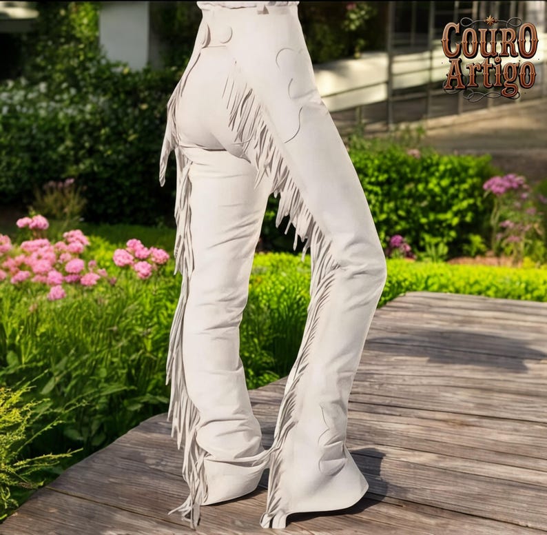 Women’s Western Cowgirl Suede Leather Chap Fringes, Women Riding ...