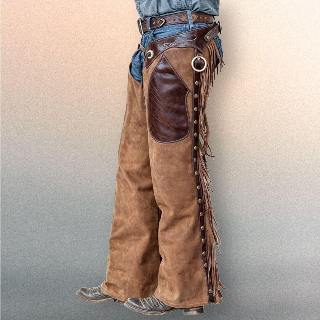 Native American Western Cowboy Chap Horse Riding Chap, Fringes Suede ...