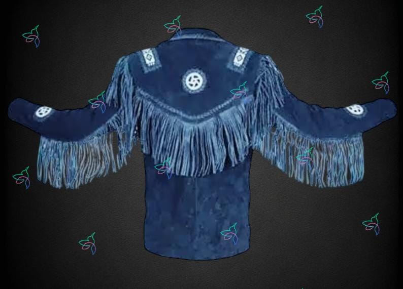 Blue Western Genuine Suede Leather Jacket Men, Classic Buckskin ...