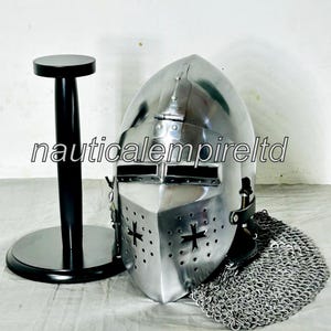 Handcrafted Medieval Crusader Helmet With Chainmail | Knight Armor ...
