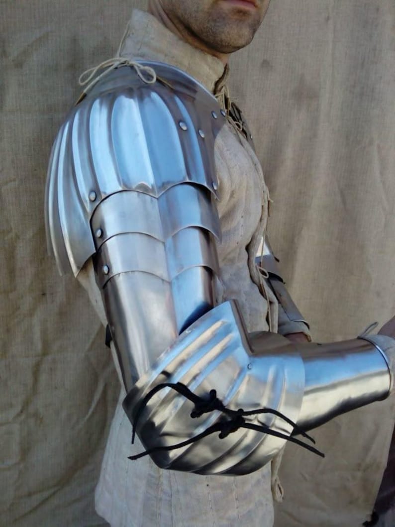 Medieval Knight Arm Harness – Full Steel Pauldrons and Vambrace Armor ...
