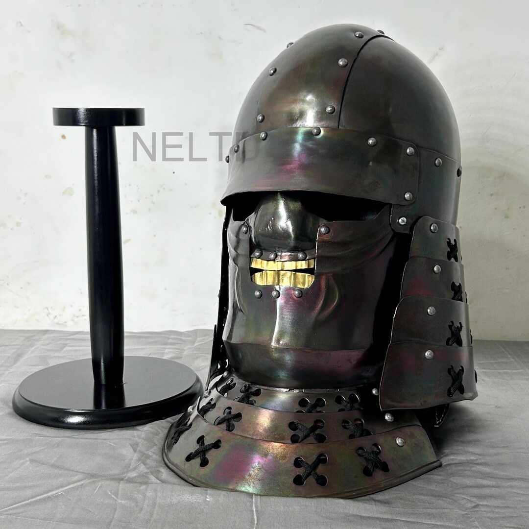 Medieval Japanese Samurai Knight Helmet Larp Reenactment Cosplay Helmet ...
