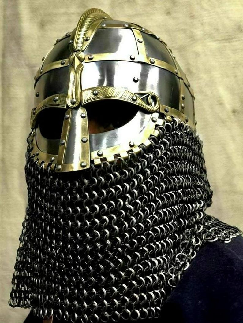 Handcrafted Norse Viking Helmet With Full Chainmail – Gjermundbu Style ...