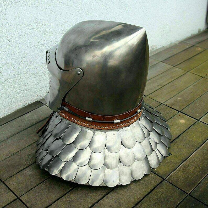 18G Steel Medieval Bascinet Closed Armor Helmet – Handmade Burgonet ...