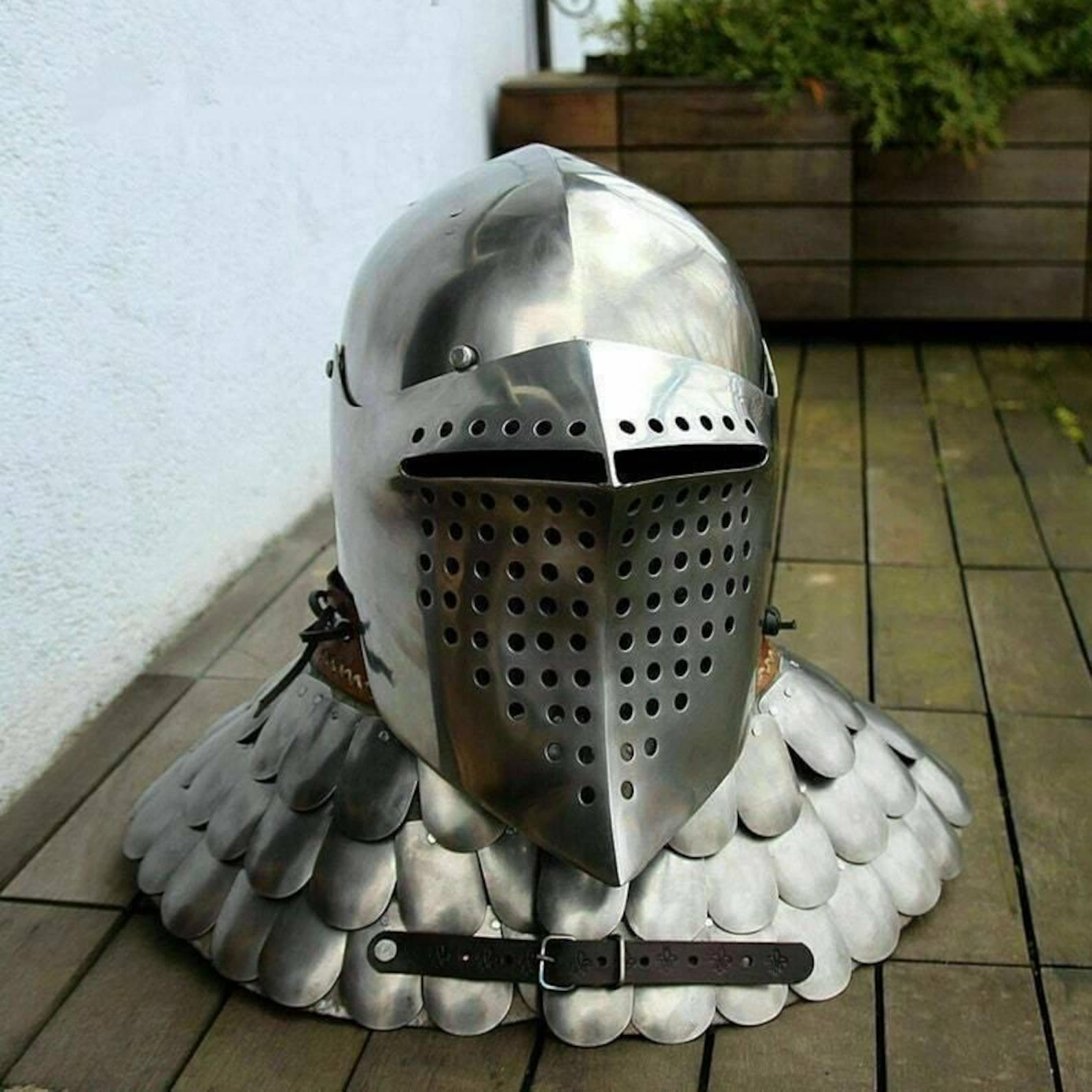 18G Steel Medieval Bascinet Closed Armor Helmet – Handmade Burgonet ...