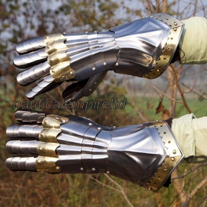 Medieval Templar Knight Armor Gauntlet SCA Battle Ready LARP Pair of ...
