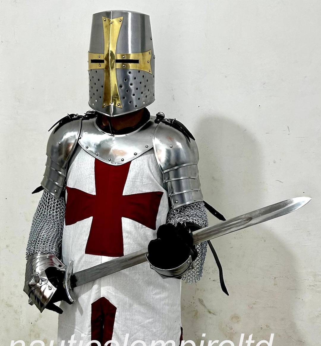 Medieval Crusader Knight Full Suit of Armor – Templar Warrior Battle ...