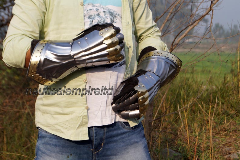 Medieval Templar Knight Armor Gauntlet SCA Battle Ready LARP Pair of ...