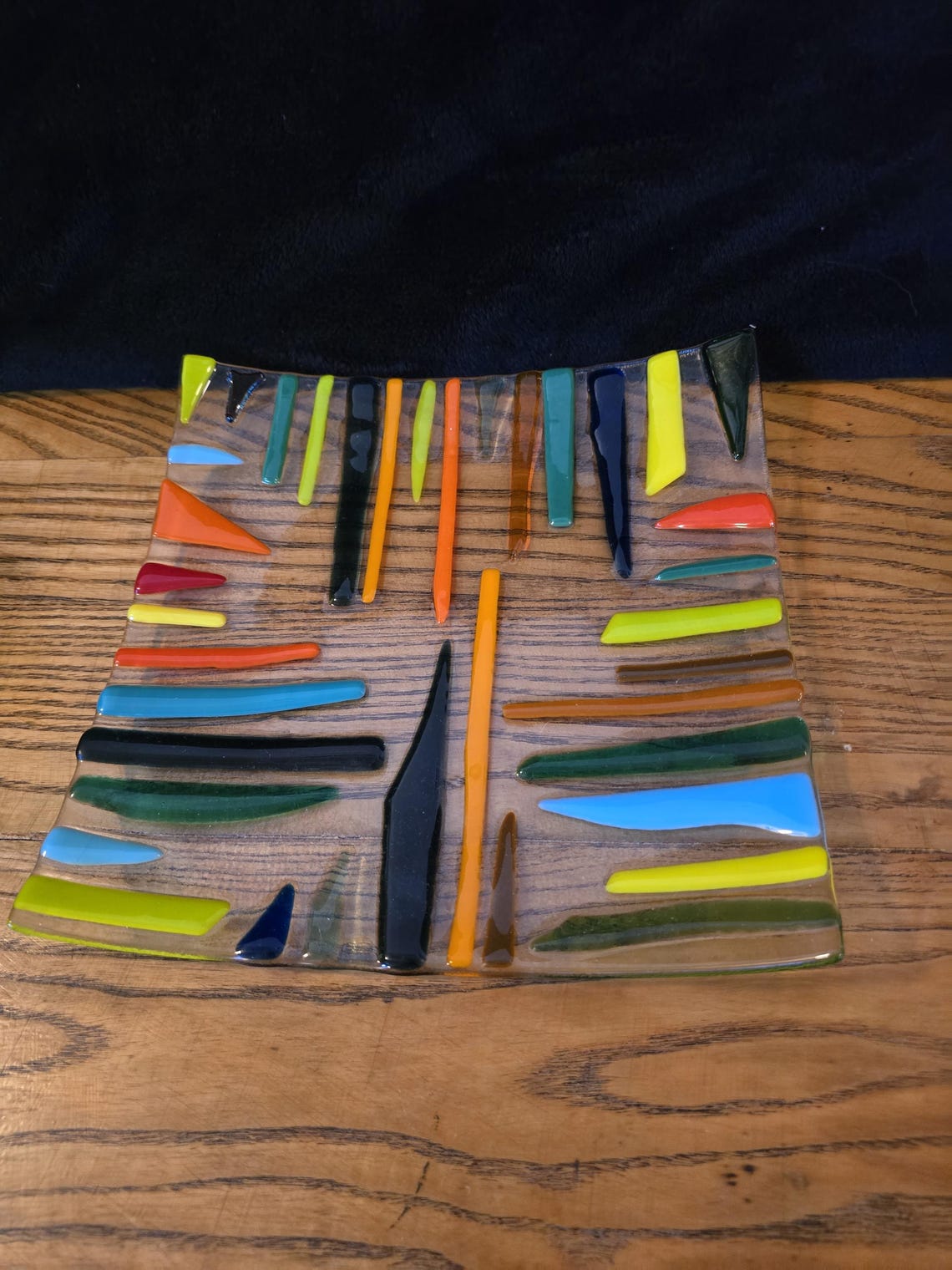 Clear Glass Plate Fused With Rainbow Colors - Etsy