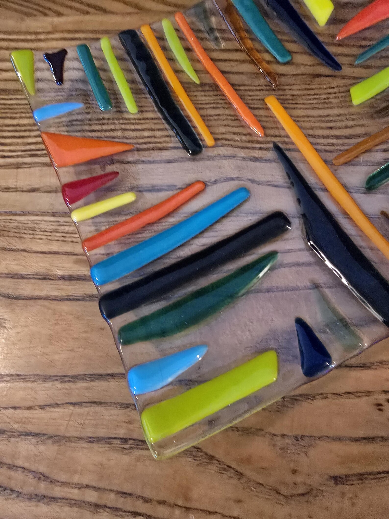 Clear Glass Plate Fused With Rainbow Colors - Etsy