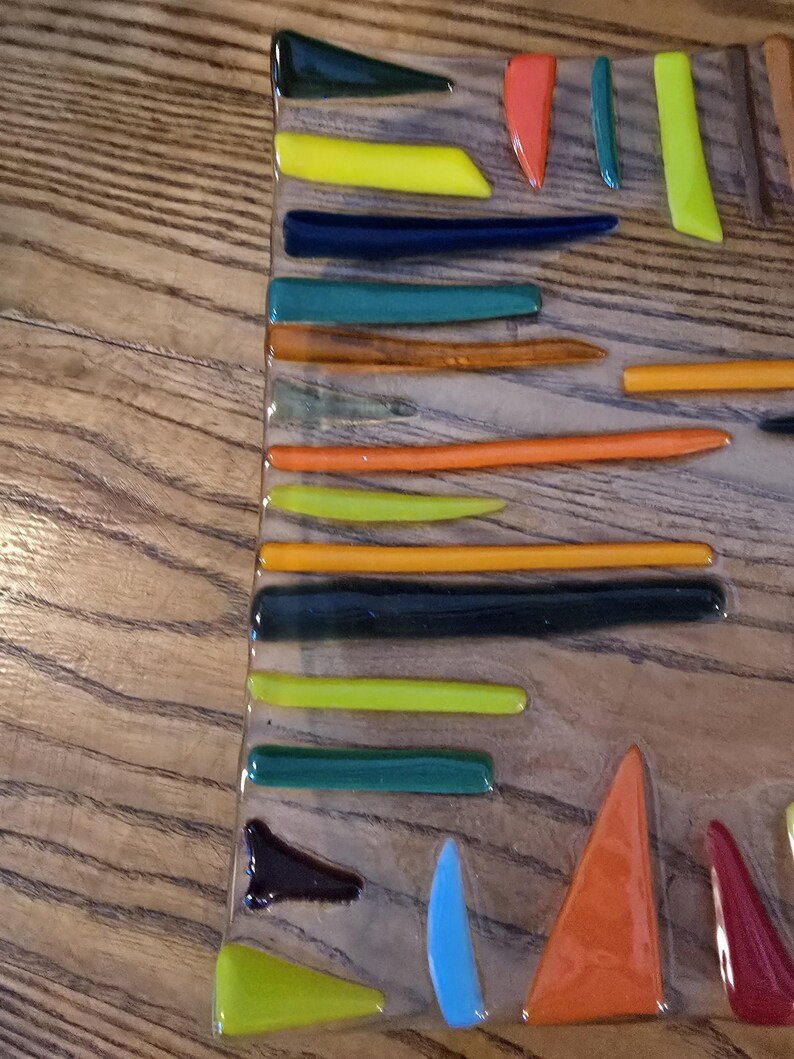 Clear Glass Plate Fused With Rainbow Colors - Etsy