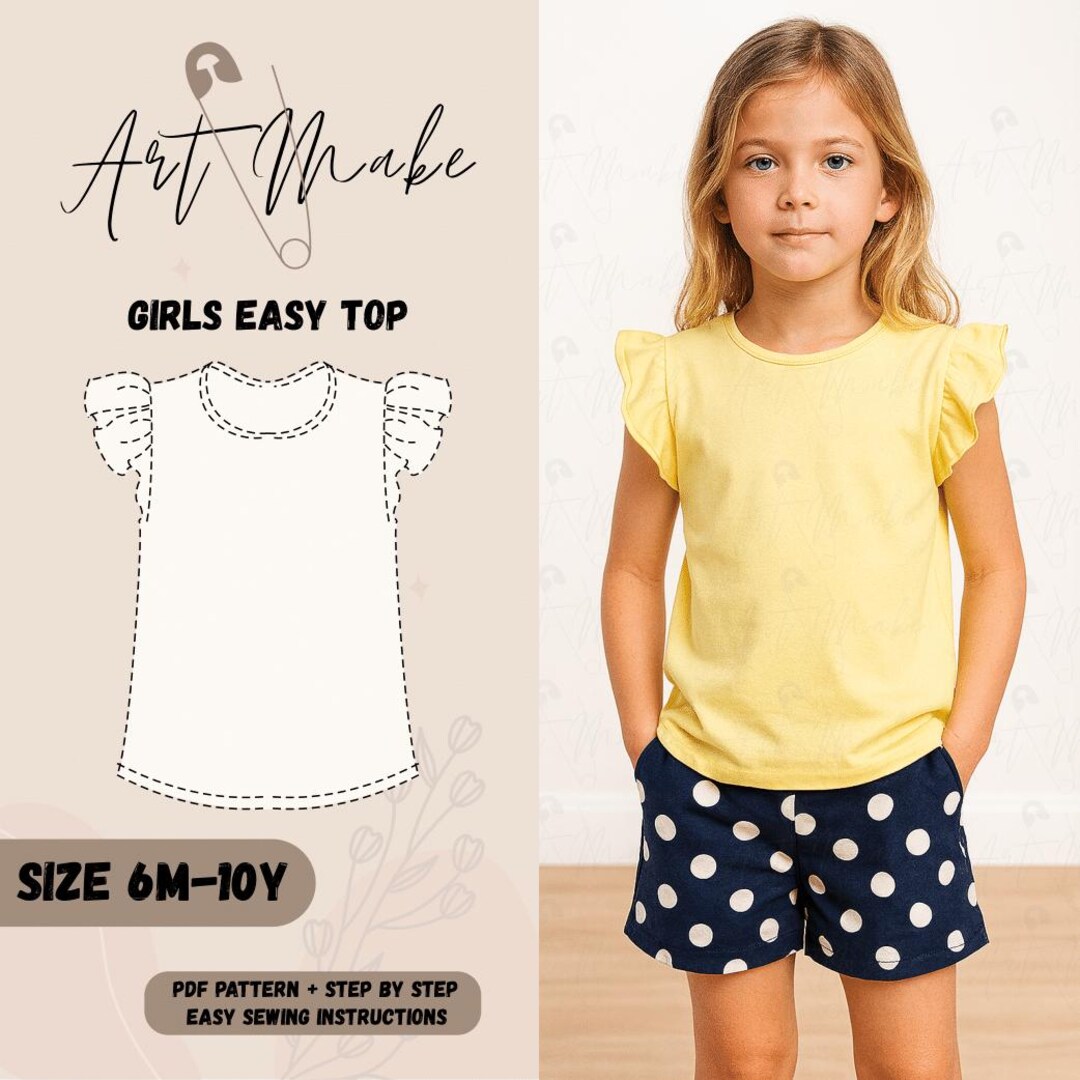 Girls Top Sewing Pattern | PDF Pattern Kids Top | Easy Beginner Pattern ...