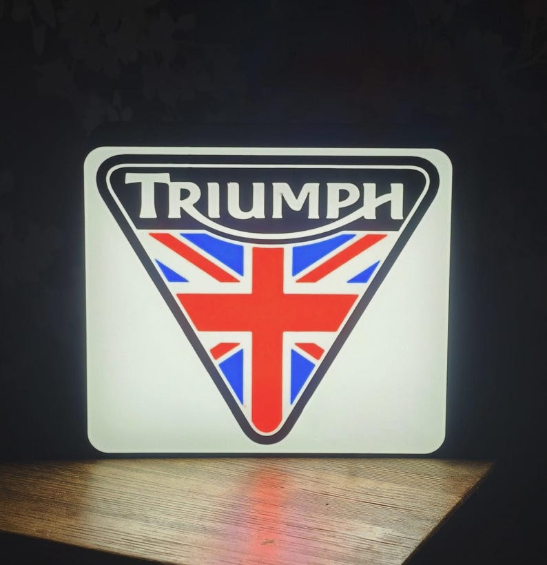 Triumph LED Lightbox Sign Union Jack LED Light Wall Display Garage Bar ...