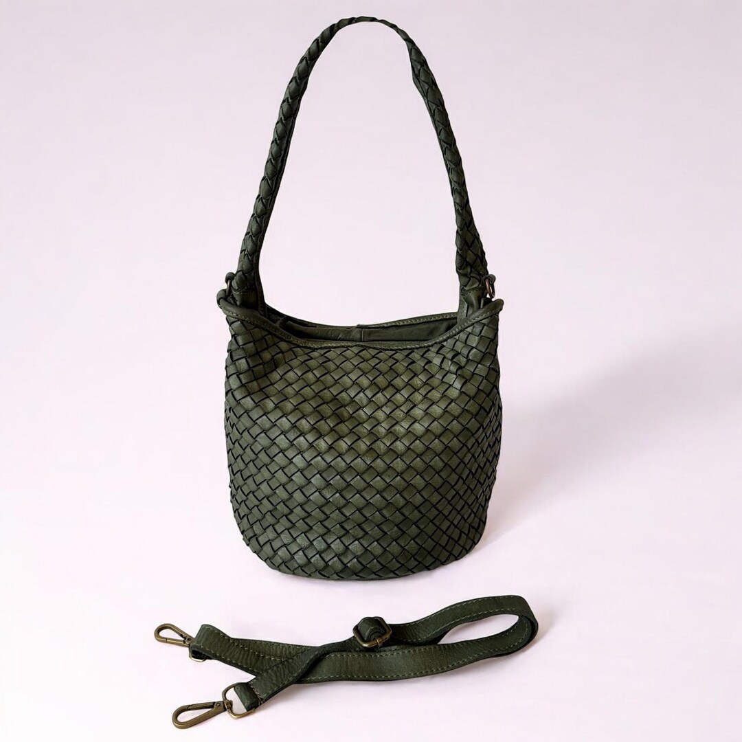 Braided Bucket Bag, Leather Handbag for Women, Crossbody Bag, Bucket ...