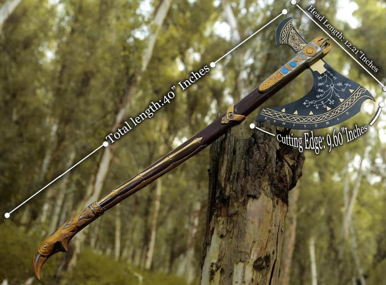 Hand-forged God of War, Kratos Leviathan Axe, Scandinavian Axe, Viking ...