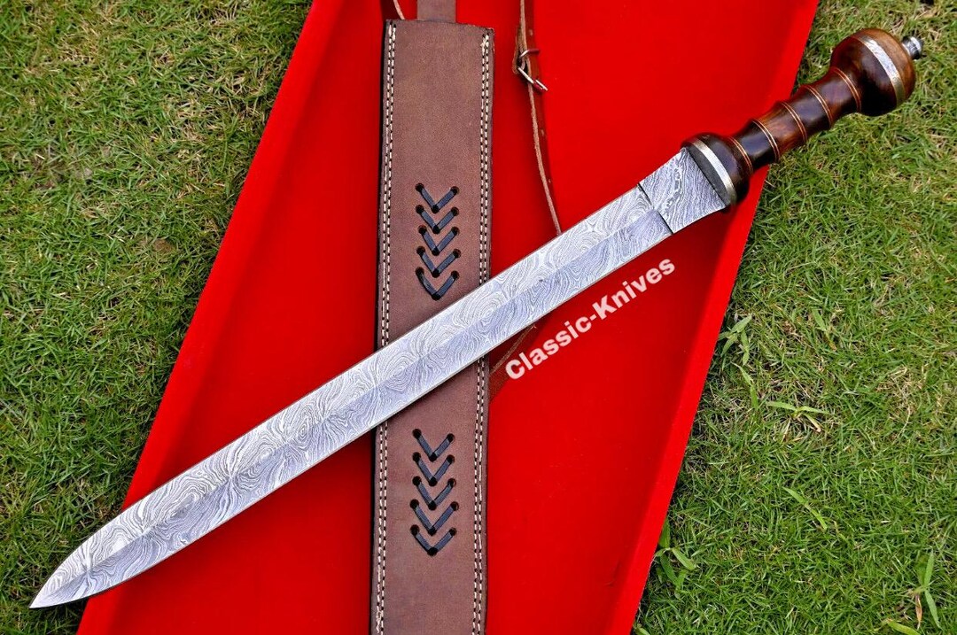30'' Custom Hand Forged Damascus Steel Gladiator Sword, Roman Gladius ...
