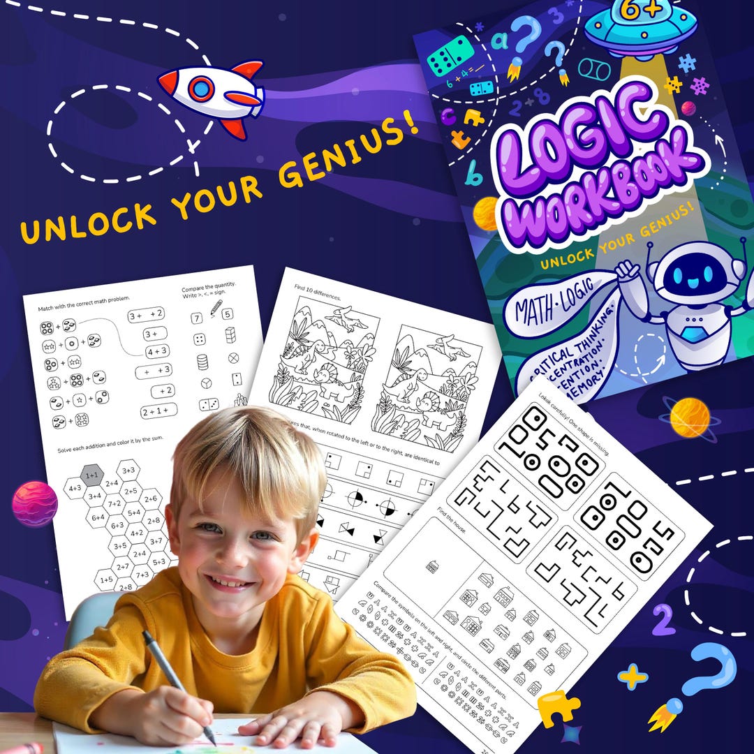 Logic Worksheets for Kids 6+ | Mathematical, Logical, Memory Training, Attention, Concentration ...