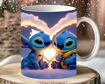 3D Cute Stitch Ice Cream Mug Wrap, 3D Mug Wrap Sublimation Design PNG ...