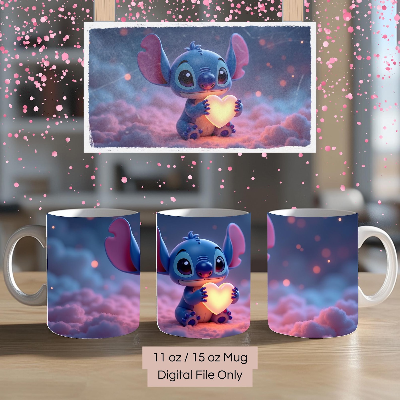 3D Cute Stitch Mug Design, Stitch Mug Wrap Sublimation Design Png, 11oz ...