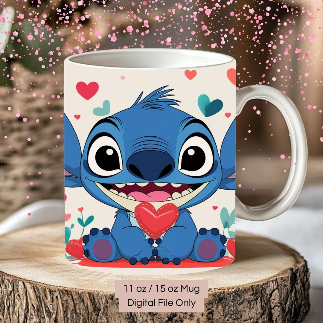 3D Valentine Stitch Mug Wrap, 3D Stitch Mug Wrap Design PNG, Mug 11oz ...