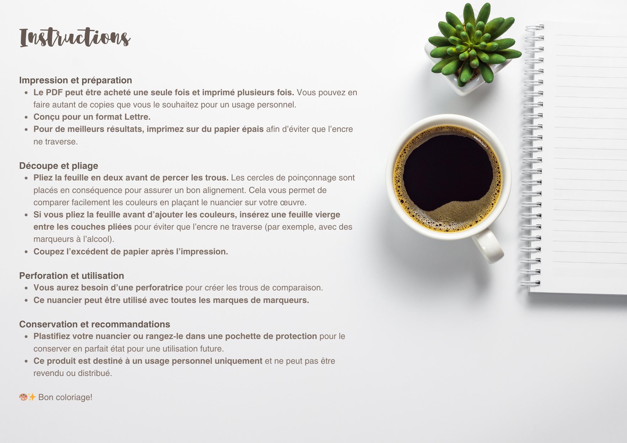 Printable Color Chart, PDF Color Chart, Blank Color Chart, Punchable ...