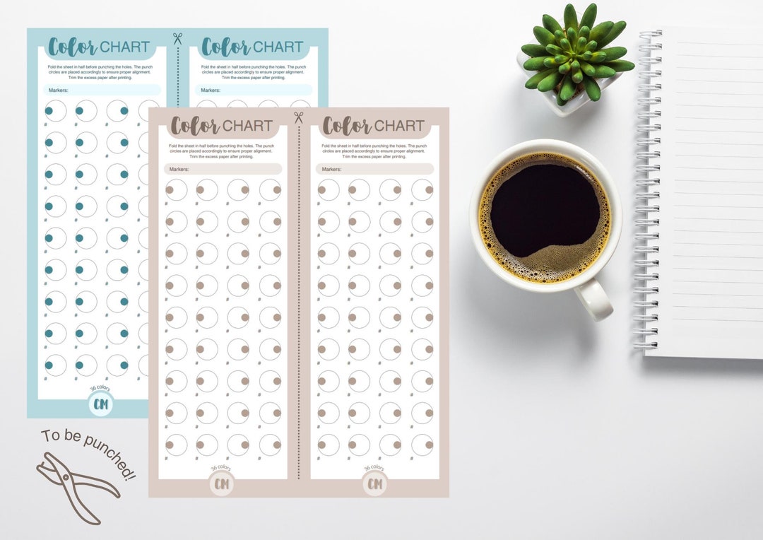 Printable Color Chart, PDF Color Chart, Blank Color Chart, Punchable ...