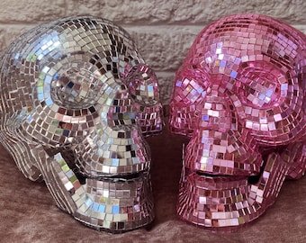 Disco Ball Mirrored Tiled Skullsparkly Skull, Halloween Decoration Home ...