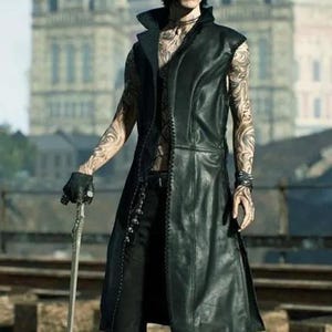 Handmade Devil May Cry 5 V Black Leather Coat | Video Game V Cosplay ...