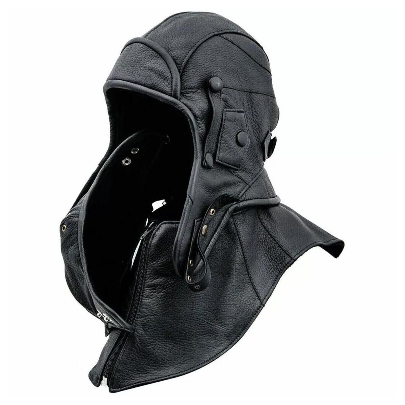 Real Leather Aviator Cap – Vintage Flight Hood With Detachable Cover - Etsy
