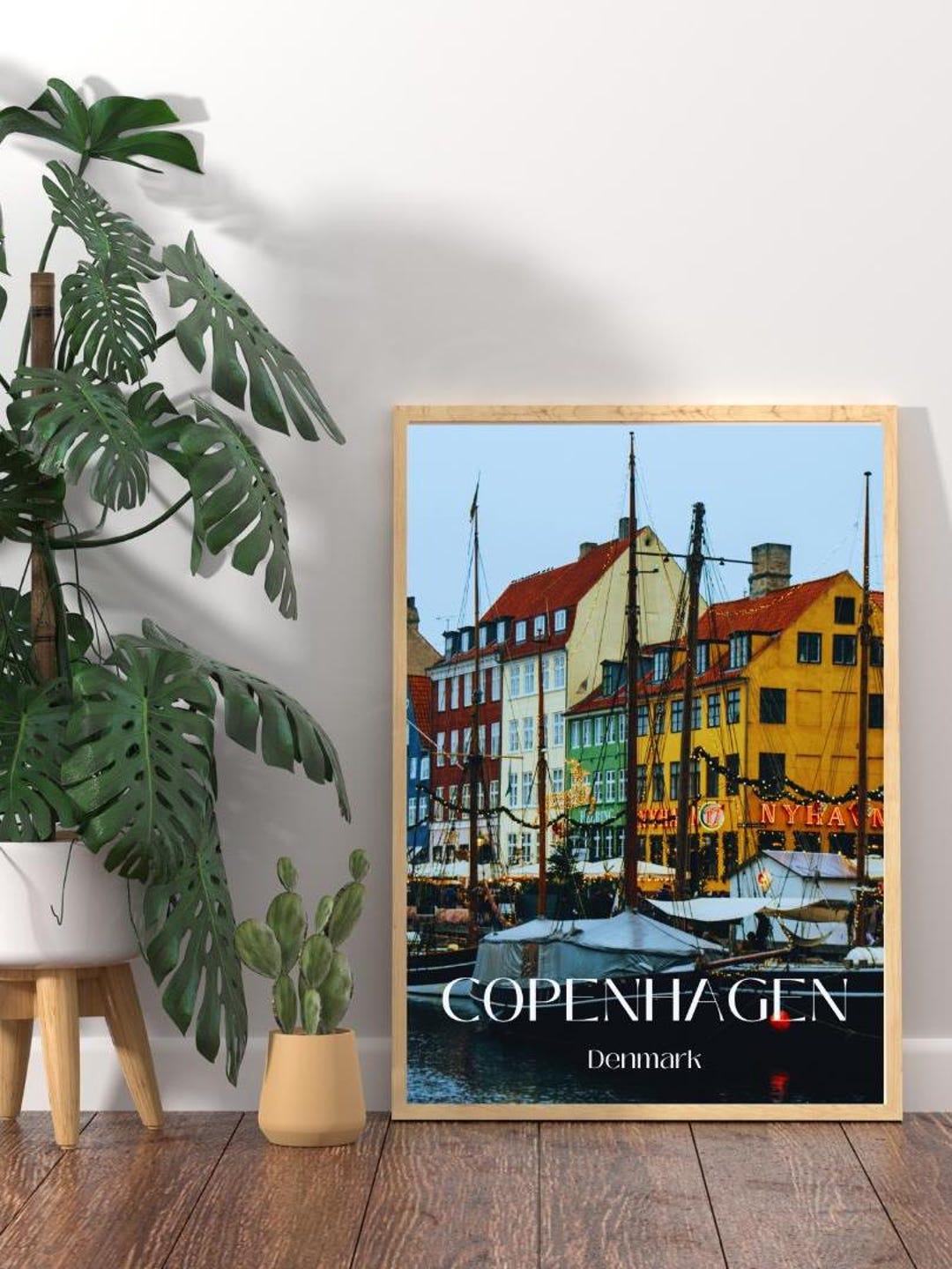 Nyhavn Copenhagen Travel Poster: Denmark Harbor Print, Scandinavia Wall ...