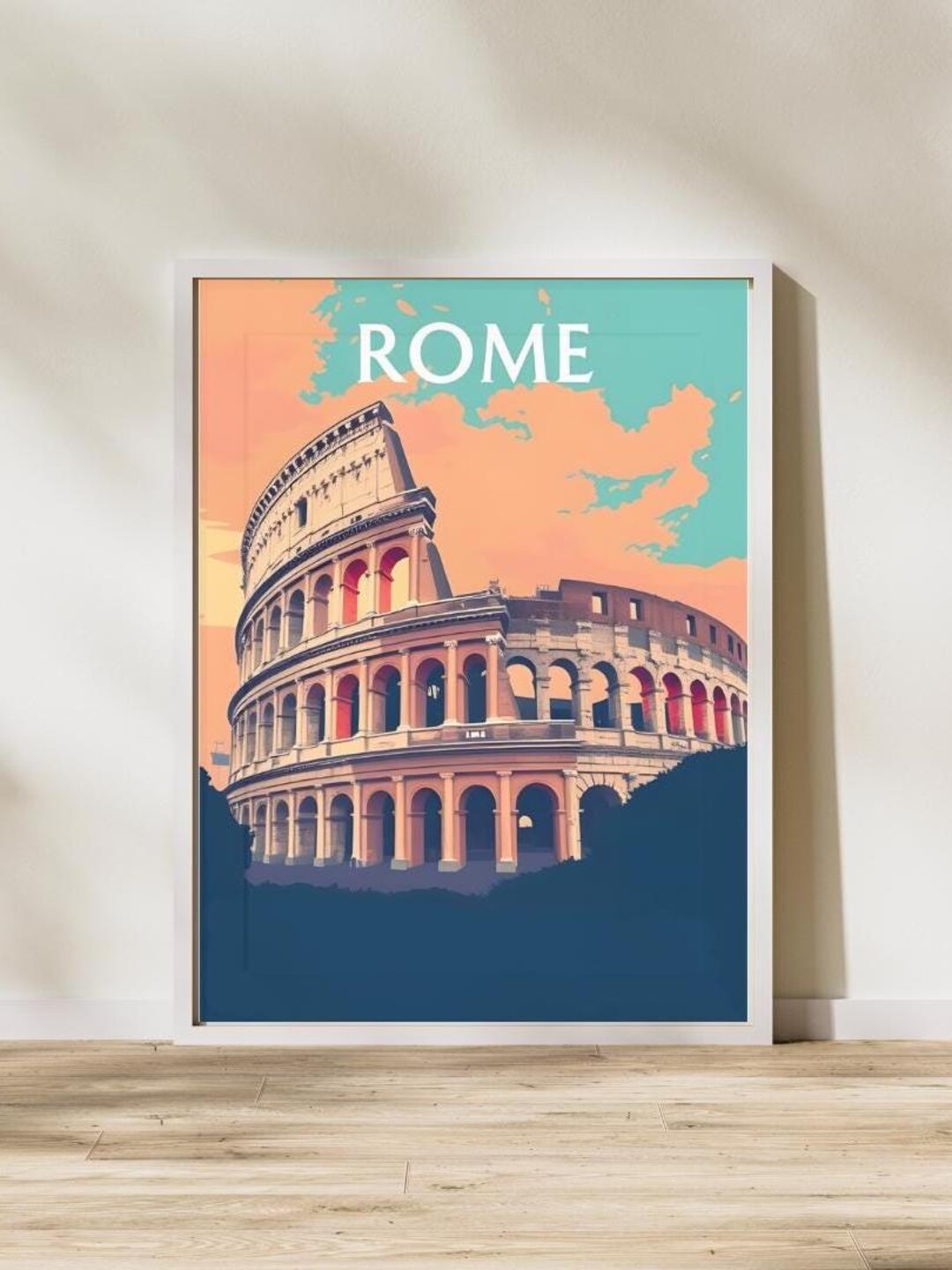 Retro Pastel Rome Italy Travel Poster | Colosseum Wall Art | Vintage ...