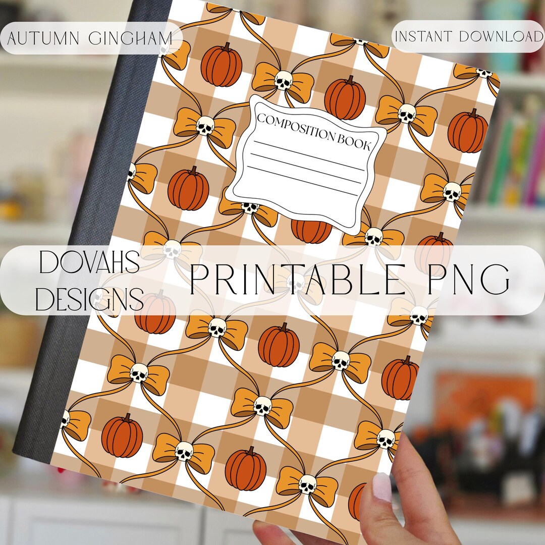 Printable Composition Notebook Cover PNG | Halloween Autumn Pumpkins ...