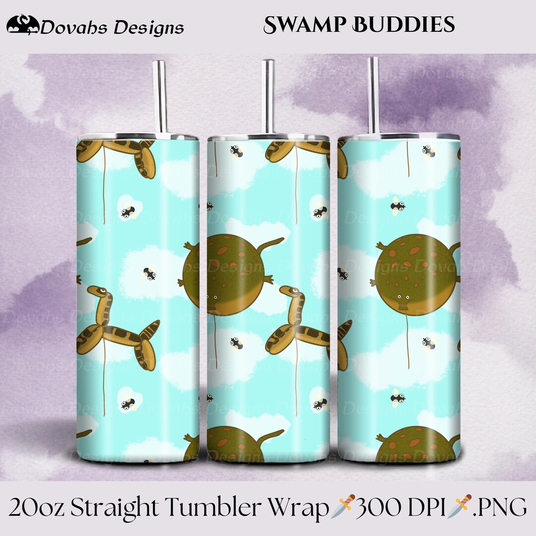 Shrek Inspired 20oz Skinny Straight Tumbler Wrap Balloons Pattern Frog ...