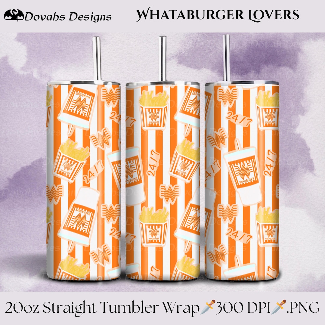 Whataburger Inspired 20oz Skinny Straight Tumbler Wrap Fries Pattern ...