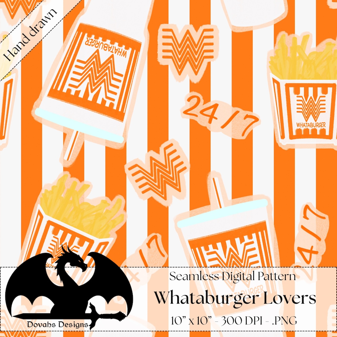 Whataburger Inspired Seamless File Fries Digital Pattern Repeating ...