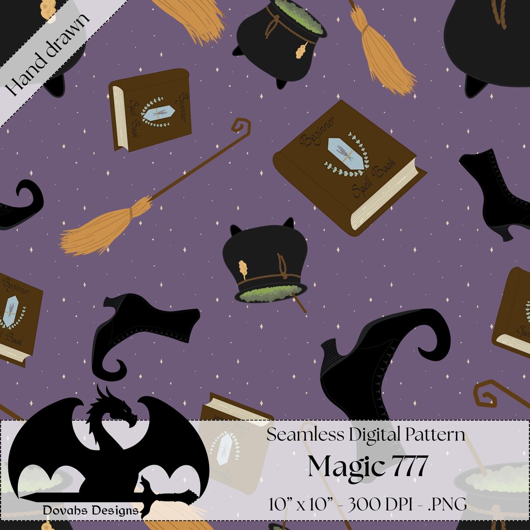 Magic Witch Seamless File Cauldron Digital Pattern Repeating Pattern ...