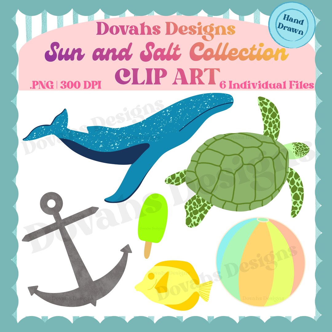 Summer Beach Clip Art Bundle | Underwater Animals, Nautical, Fun | .PNG ...