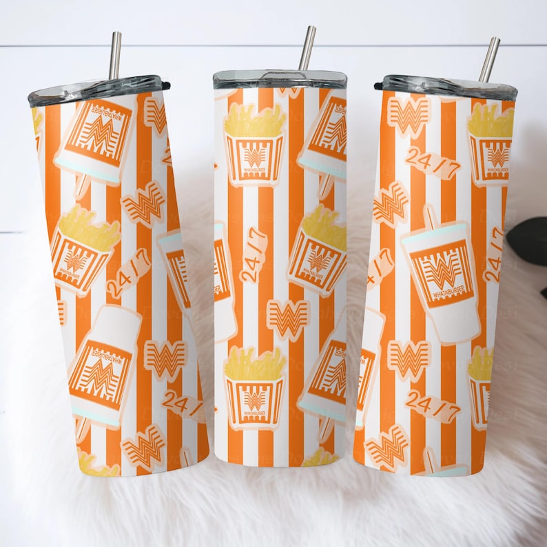 Whataburger Inspired 20oz Skinny Straight Tumbler Wrap Fries Pattern ...