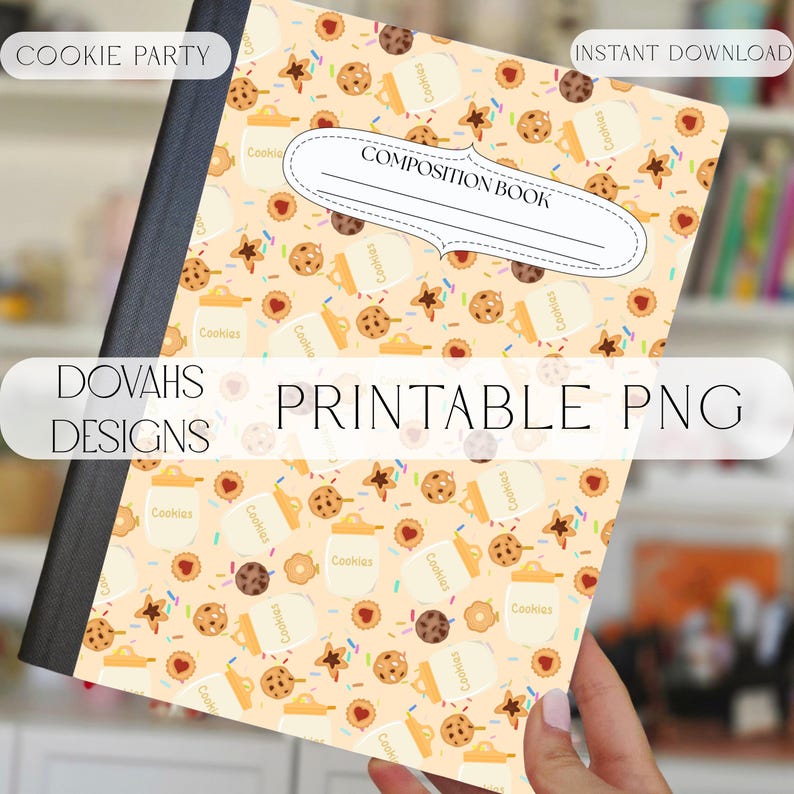 Printable Composition Notebook Cover PNG | Cookies and Jar | Printable ...