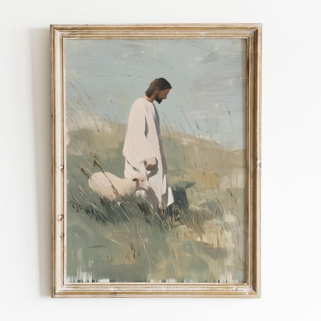 The Good Shepherd Oil Painting, Jesus Leaves the 99 Painting, the Lord ...