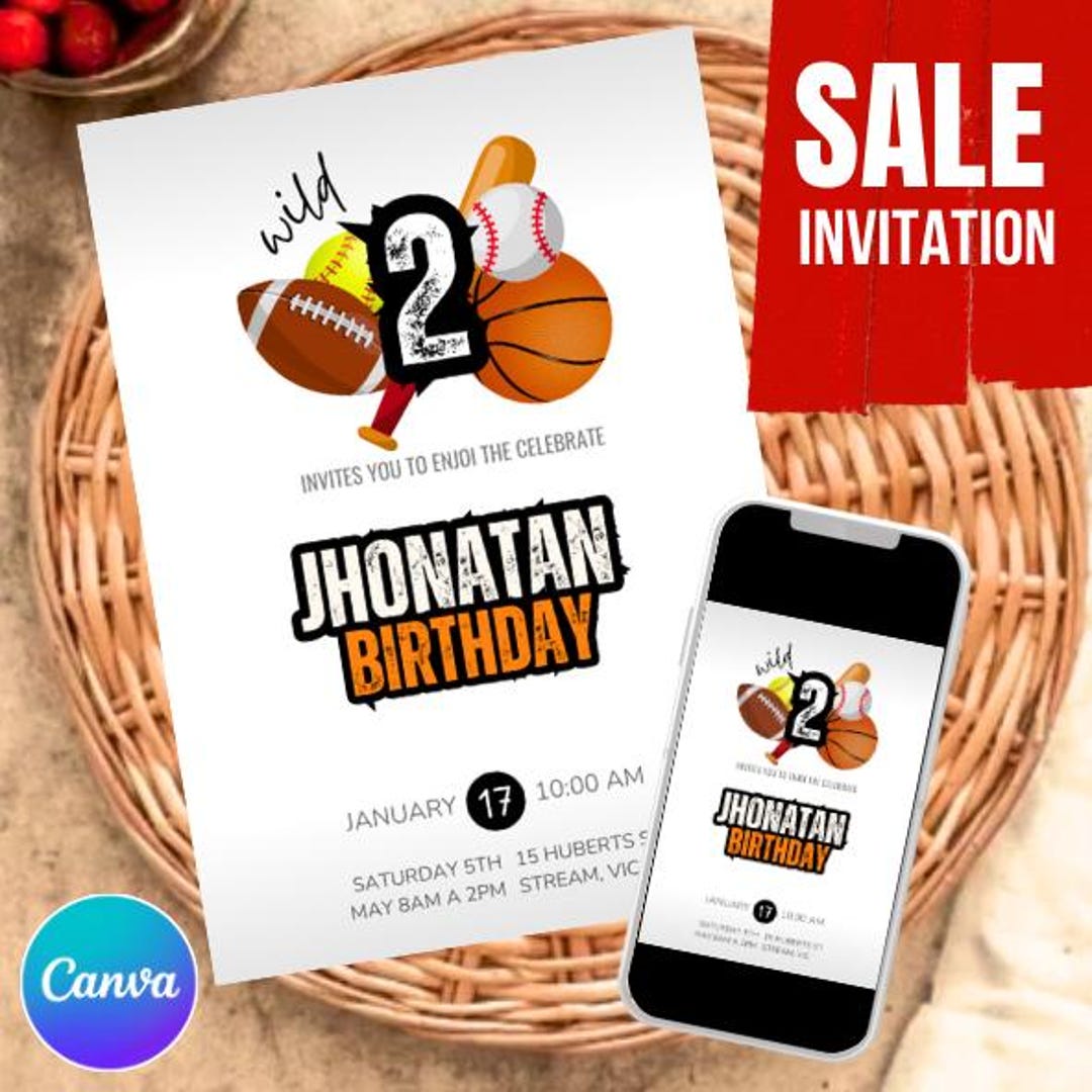 EDITABLE Ball Sports Party Invitation Birthday Invitation Baseball ...