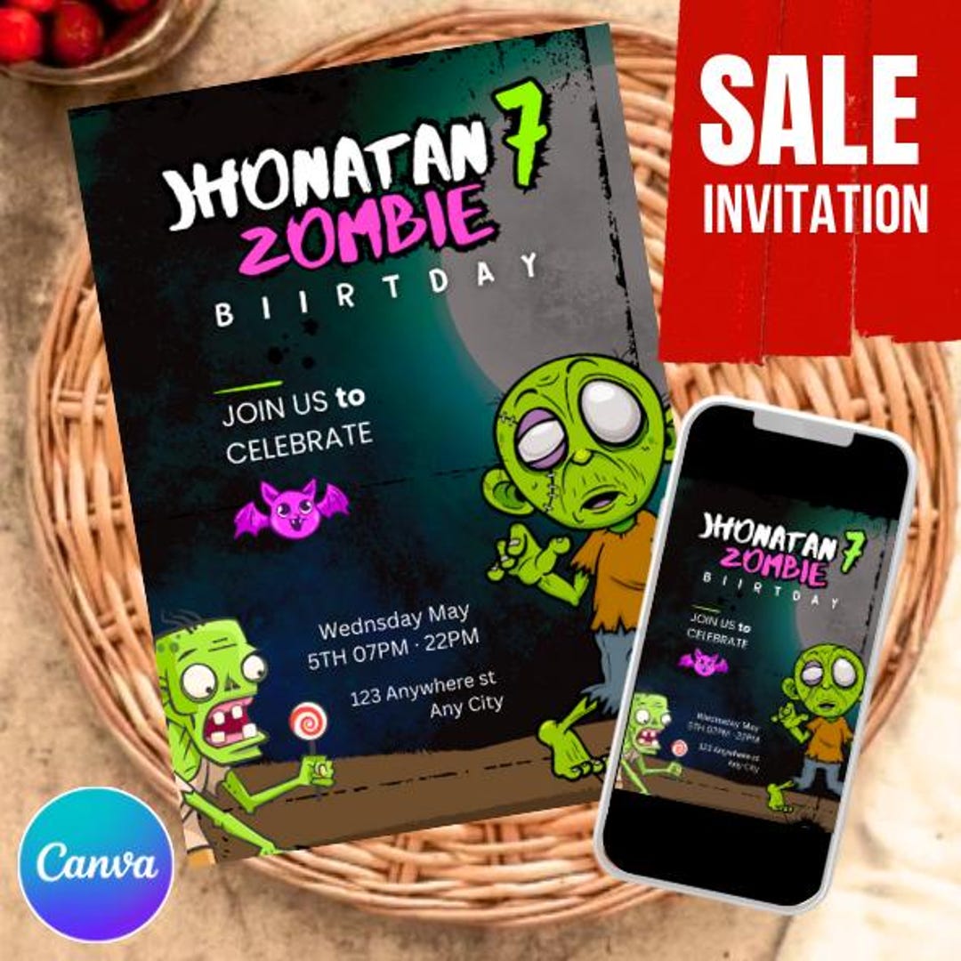 Zombie Birthday Invitation, Horror Themed Invite, Siren Head Invites ...