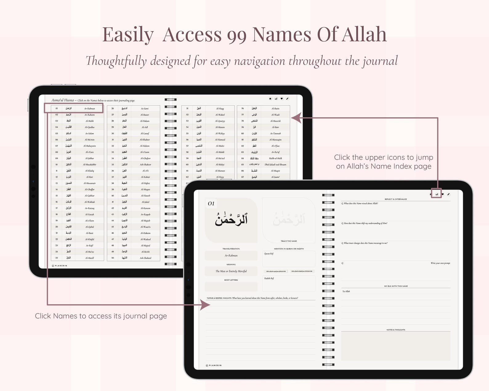 99 Names of Allah Journal: Islamic Reflection Prompts (digital Download ...