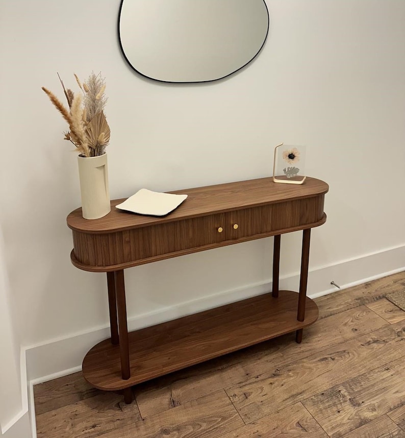 Wood Modern Entryway Table With Tambour Door, Antique Console Table - Etsy