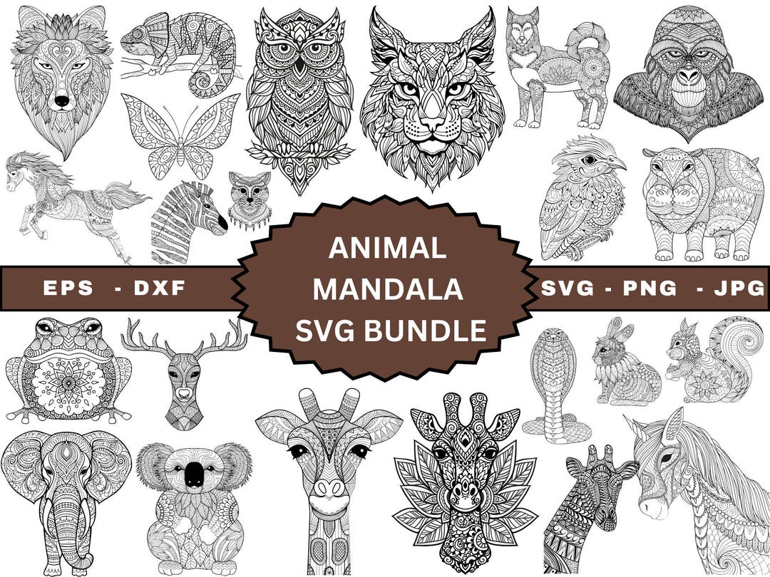 Animal Mandala Svg,mandala Clipart,animal Mandala Printable Art,pet ...