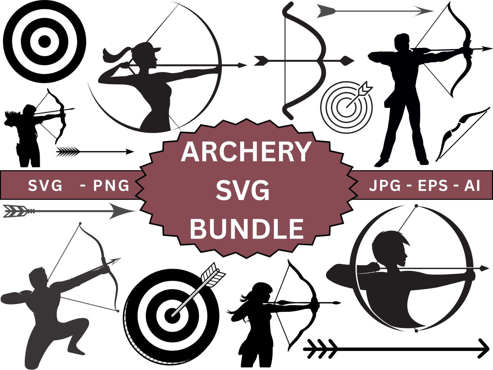 Archery Svg Bundle,archery Vector,bow and Arrow Svg Bundle,target Svg ...