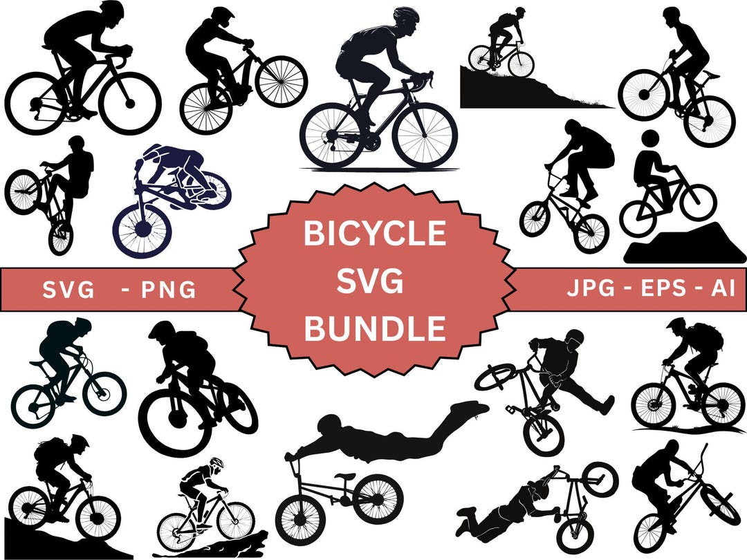 Bicycle SVG Bundle, Bike Svg, Digital Download, Cycling Svg, Mountain ...