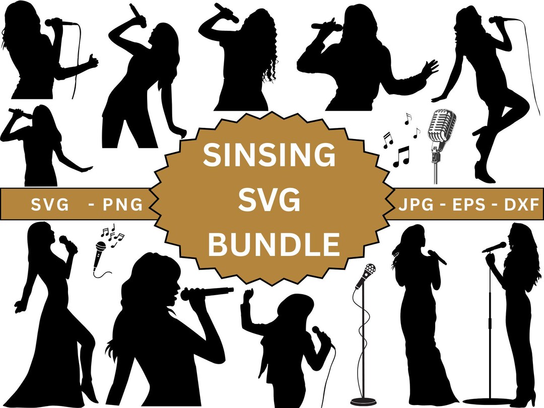 Singer Svg,singer Cut File,singing People Svg,women Singing Song ...