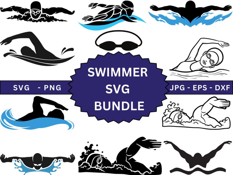 Swimming SVG Bundle,swimmer Svg,swimmer Silhouette Svg Bundle,water ...
